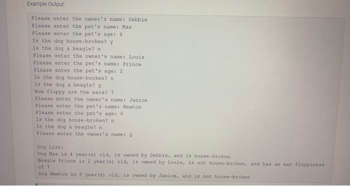 Solved 4.7 Program: Pets! Again In this lab, you will be | Chegg.com