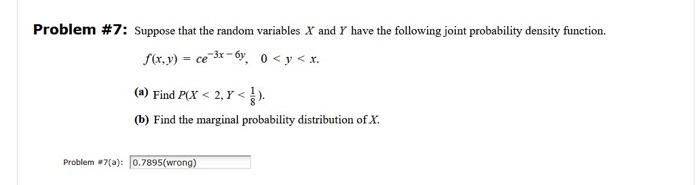 Solved roblem \#7: Suppose that the random variables X and Y | Chegg.com