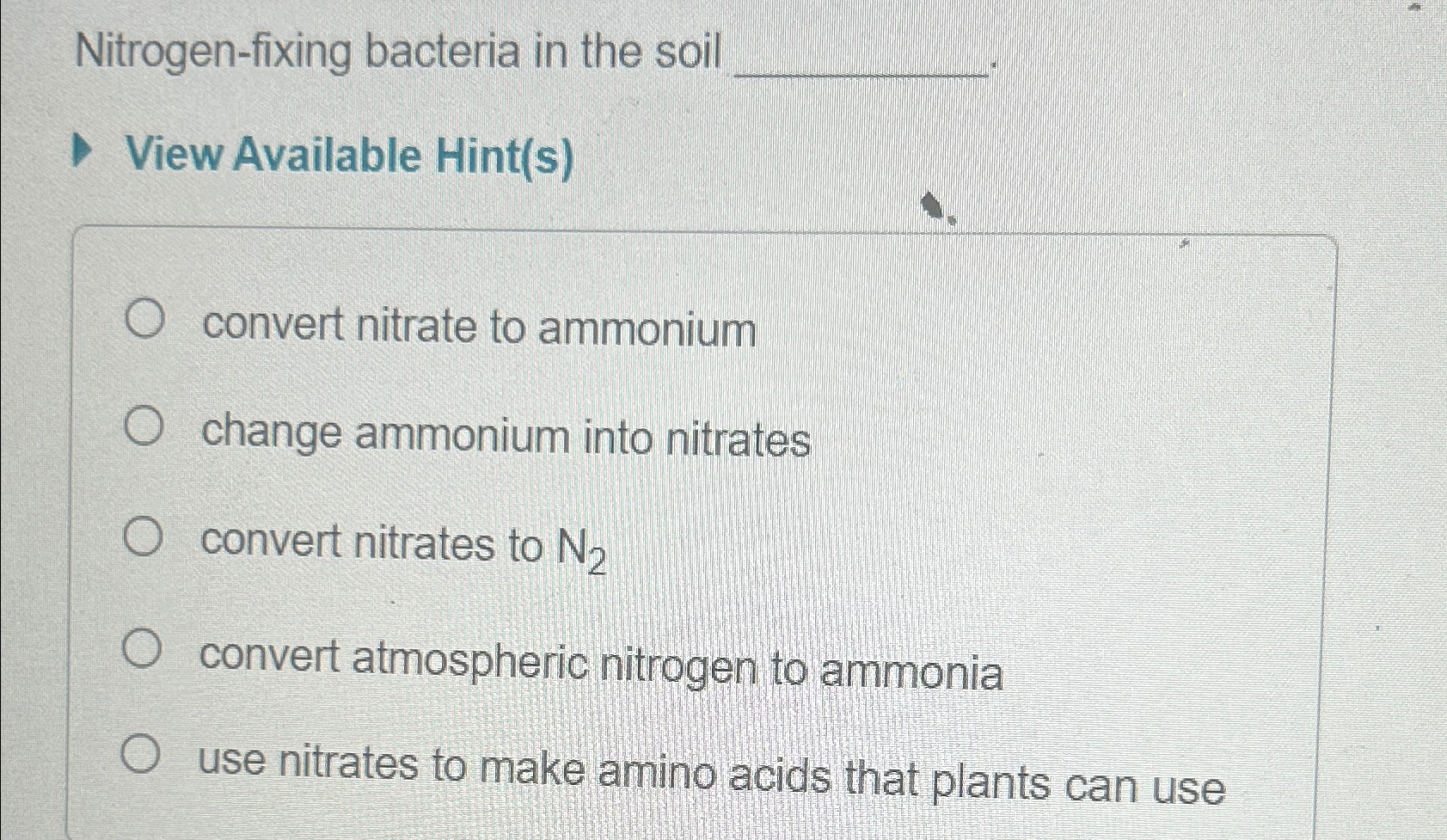 Solved Nitrogen-fixing bacteria in the soilView Available | Chegg.com