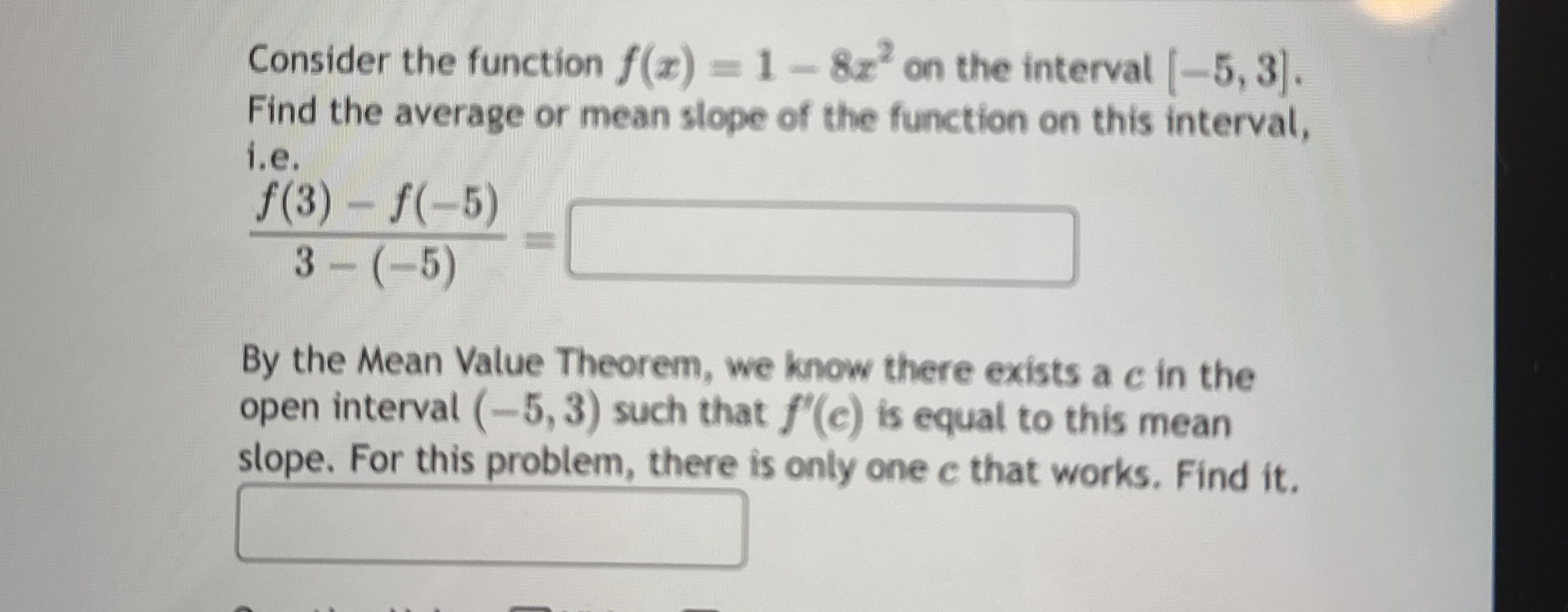 Solved Consider the function f(x)=1-8x2 ﻿on the interval | Chegg.com