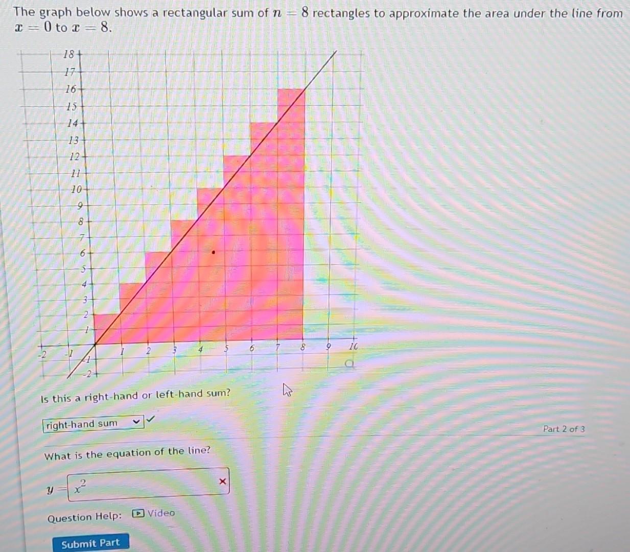 Solved The graph below shows a rectangular sum of n=8 | Chegg.com