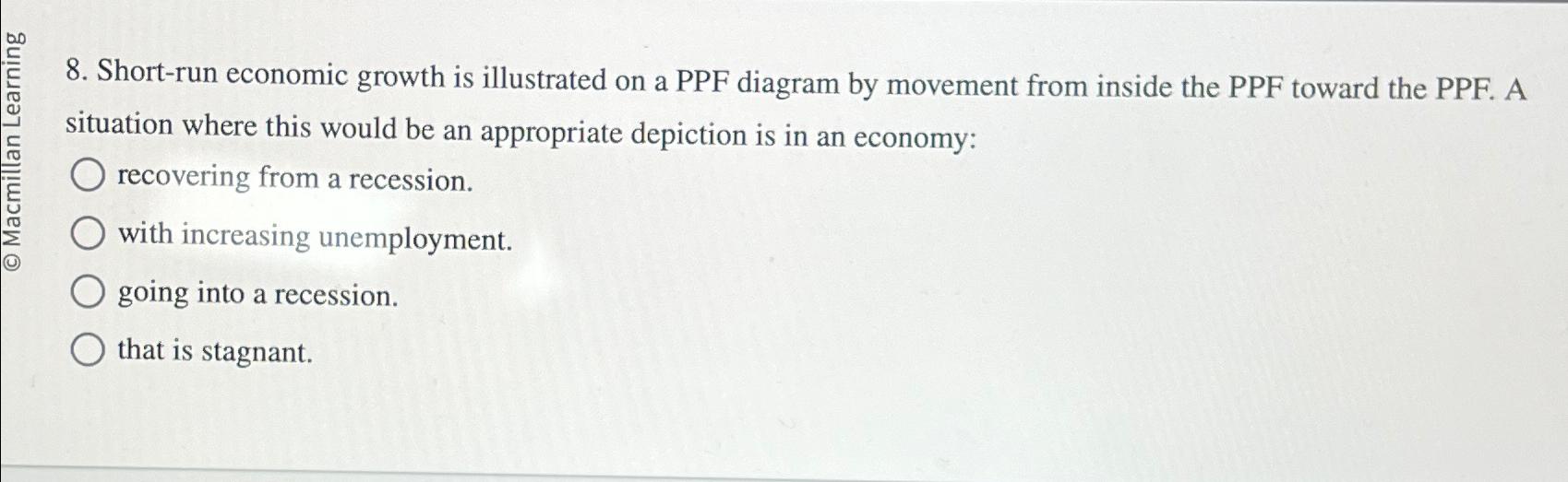 Solved Short-run economic growth is illustrated on a PPF | Chegg.com