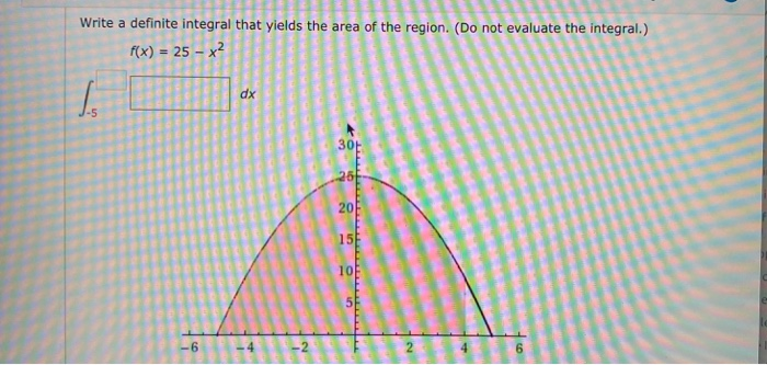 Solved Write a definite integral that yields the area of the | Chegg.com Solved Write a definite integral that yields the area of the | Chegg.com