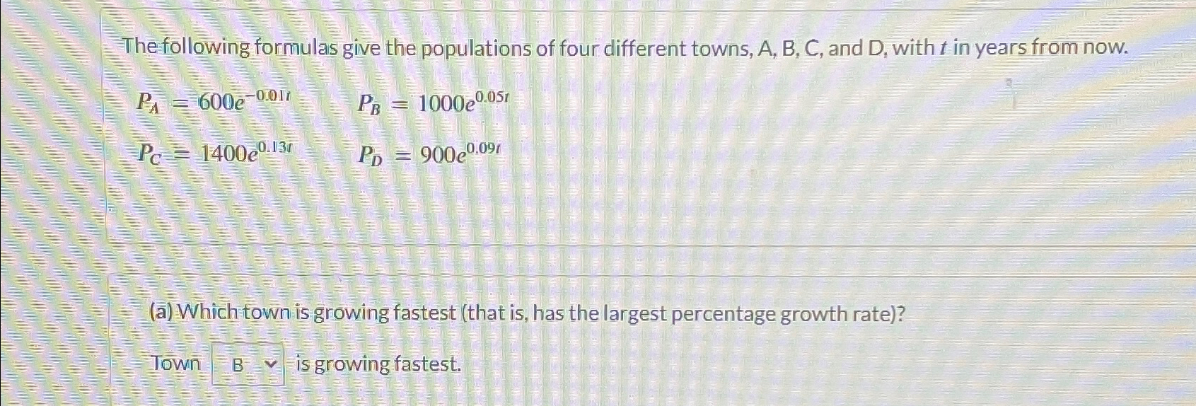 Solved The following formulas give the populations of four | Chegg.com