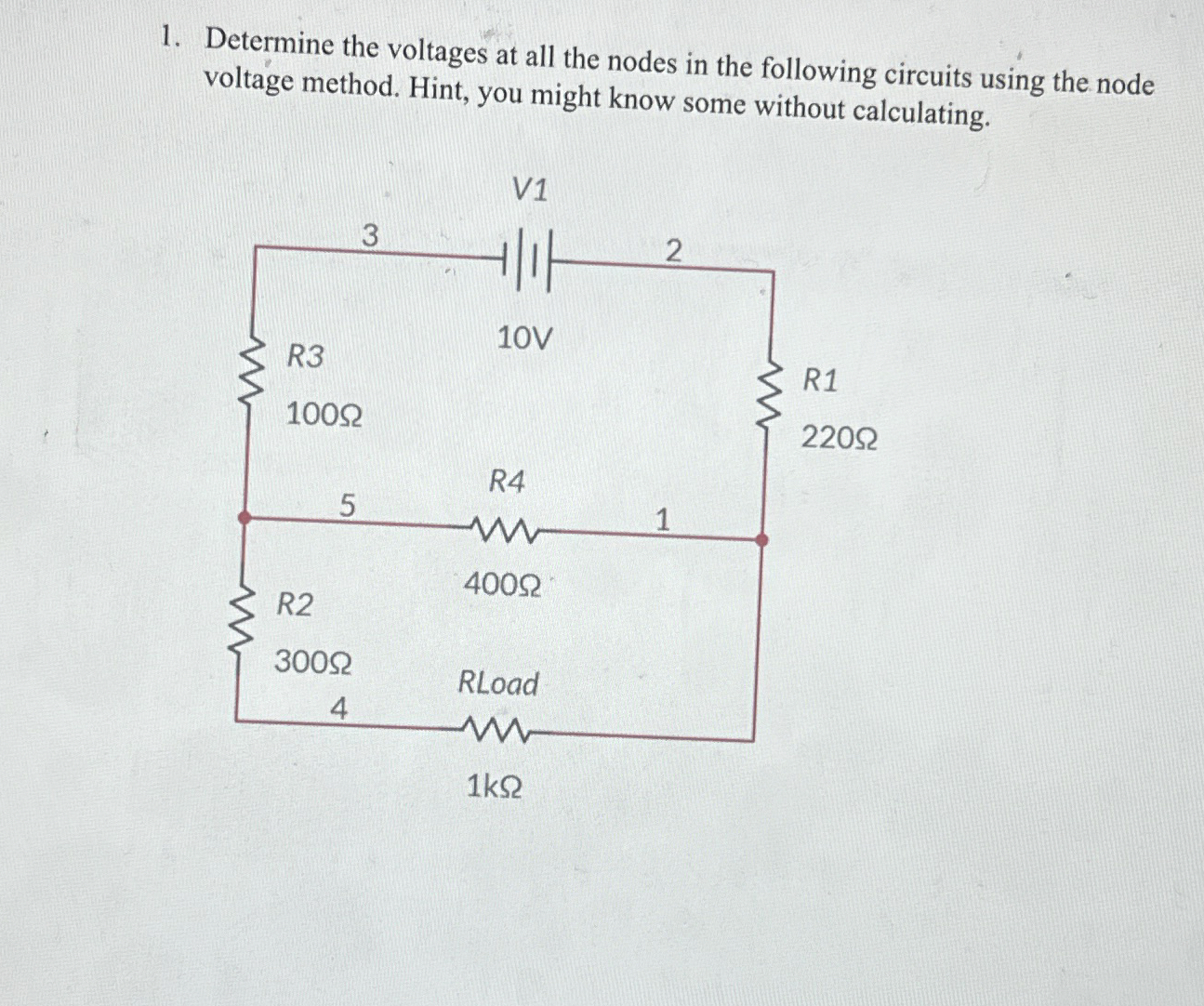 Solved Determine the voltages at all the nodes in the | Chegg.com
