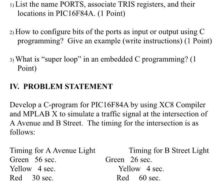 Solved 1) List the name PORTS, associate TRIS registers, and | Chegg.com