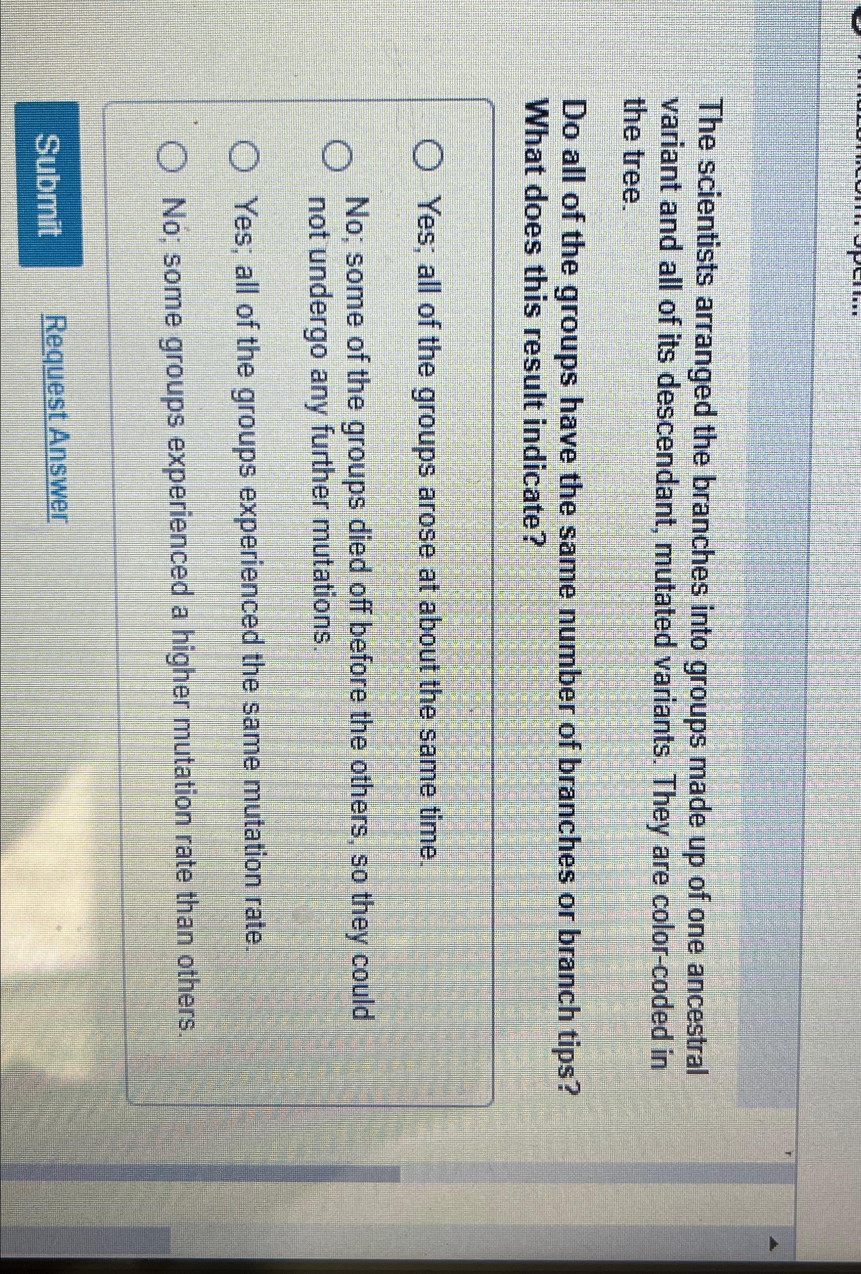 Solved The scientists arranged the branches into groups made | Chegg.com