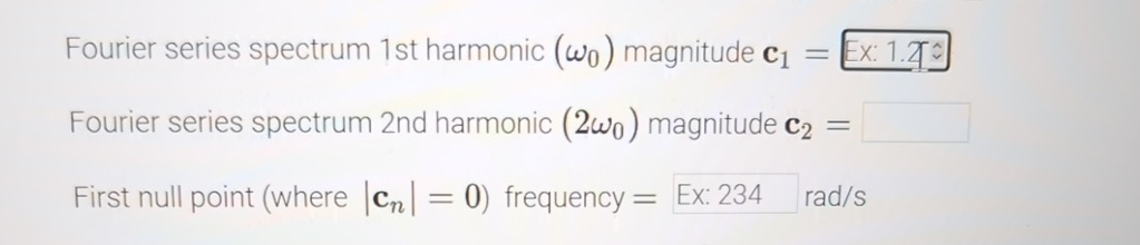 Fourier series spectrum 1st harmonic (ω0) ﻿magnitude | Chegg.com