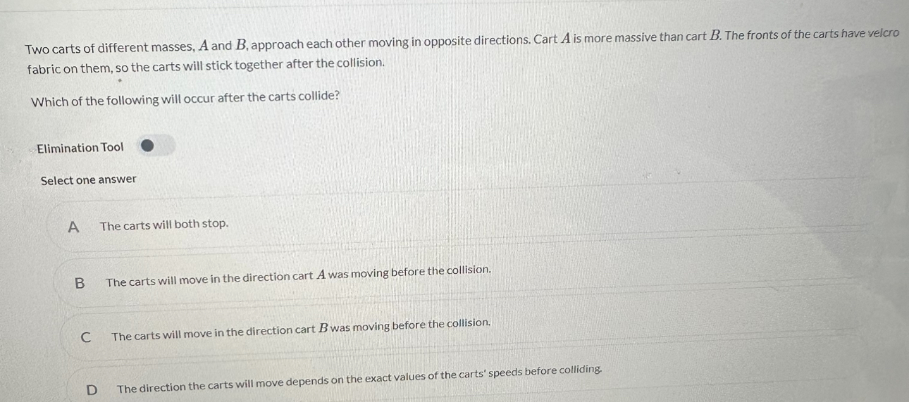 Solved Two carts of different masses, A and B, ﻿approach | Chegg.com