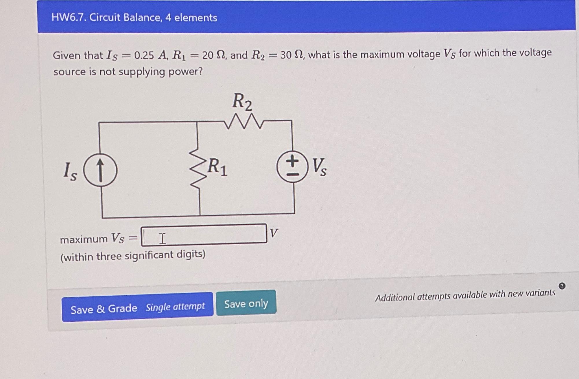 Solved HW6.7. ﻿Circuit Balance, 4 ﻿elementsGiven that | Chegg.com