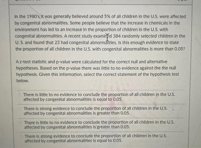 Solved In the 1980 's. it was generally believed around 5% | Chegg.com