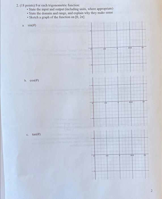 Solved 2. (18 points) For each trigonometric function: - | Chegg.com