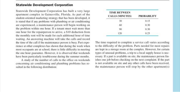 Statewide Development Corporation Statewide | Chegg.com