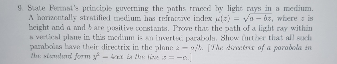 Solved State Fermat's principle governing the paths traced | Chegg.com
