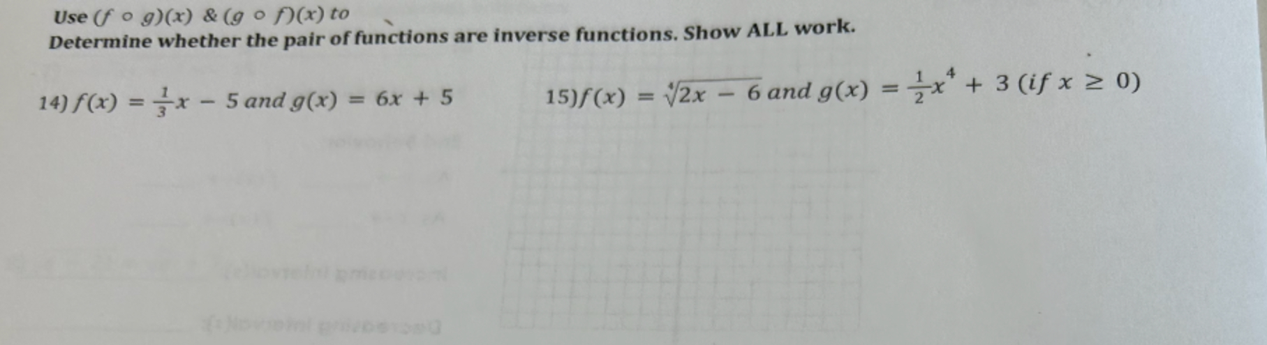 Solved Use (f@g)(x)&(g@f)(x) ﻿toDetermine whether the pair | Chegg.com