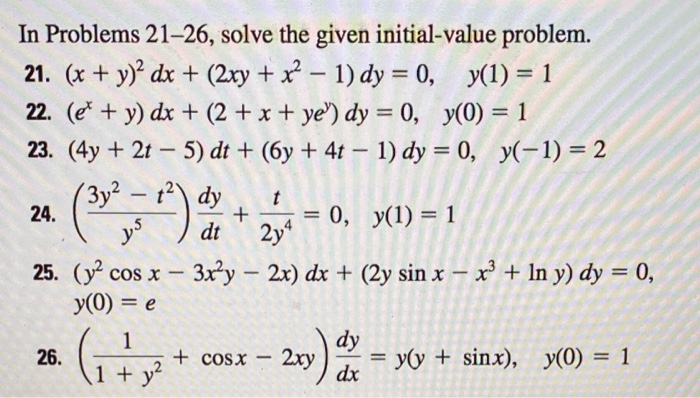 Solved In Problems 2126 Solve The Given Initial Value 3788