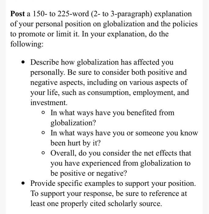Solved Post a 150- to 225-word (2- to 3-paragraph) | Chegg.com