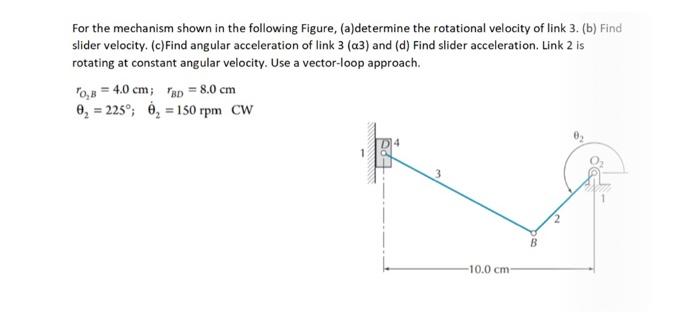 Solved For the mechanism shown in the following Figure, | Chegg.com