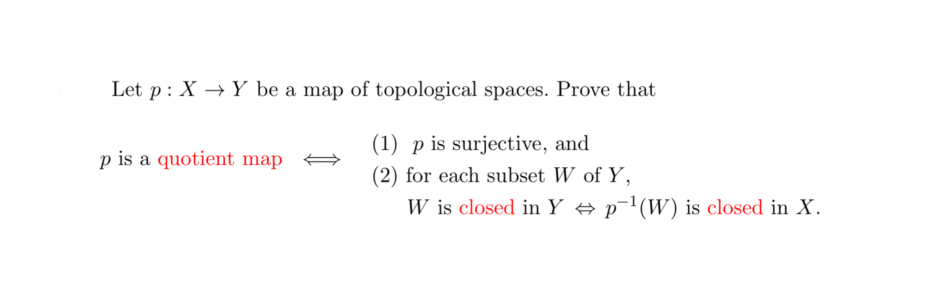Solved Let p:x→Y be ﻿a map of ﻿topological spaces. Prove | Chegg.com