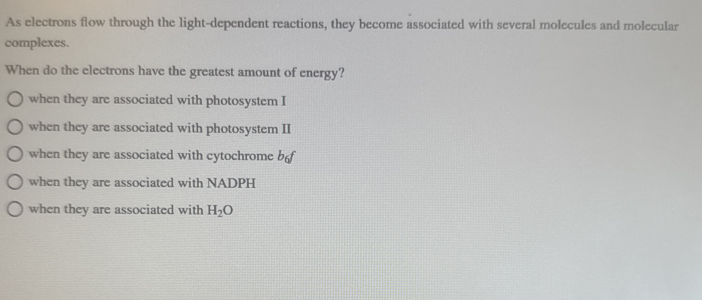 Solved As electrons flow through the light-dependent | Chegg.com