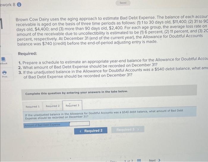 Solved Brown Cow Dairy uses the aging approach to estimate | Chegg.com