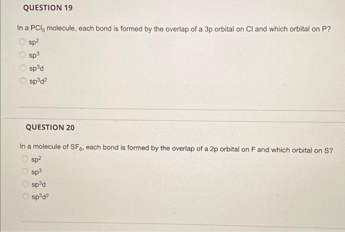 Solved In a PCl5 molecule, each bond is formed by the | Chegg.com