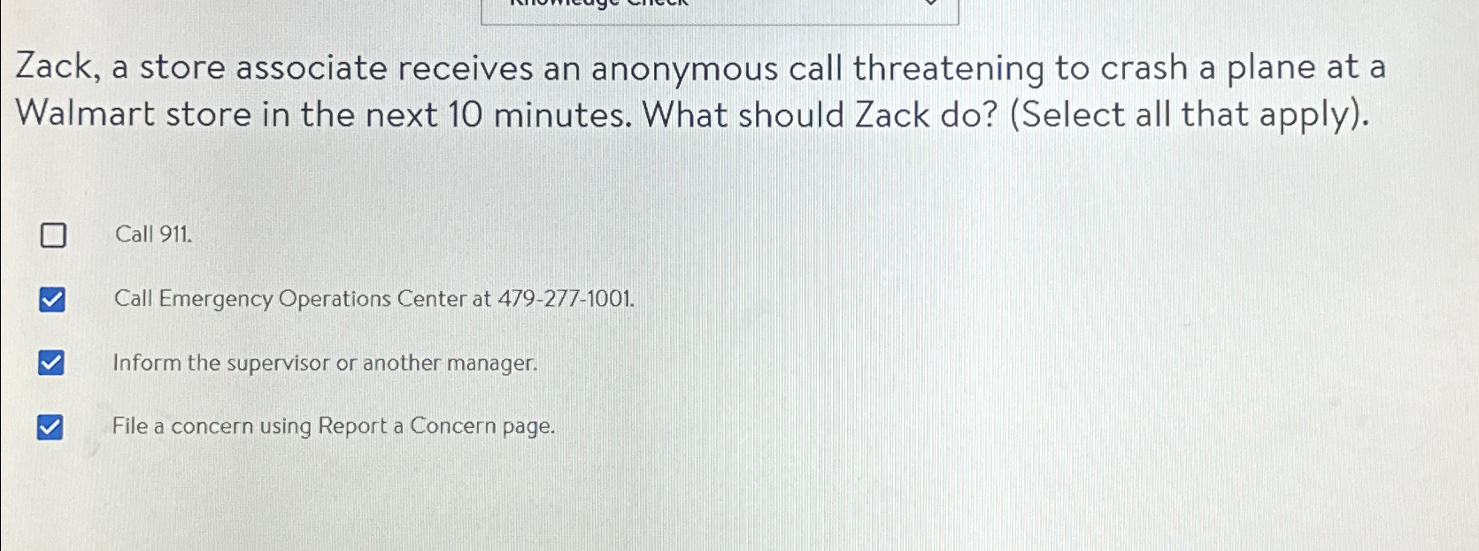 Solved Zack, a store associate receives an anonymous call | Chegg.com