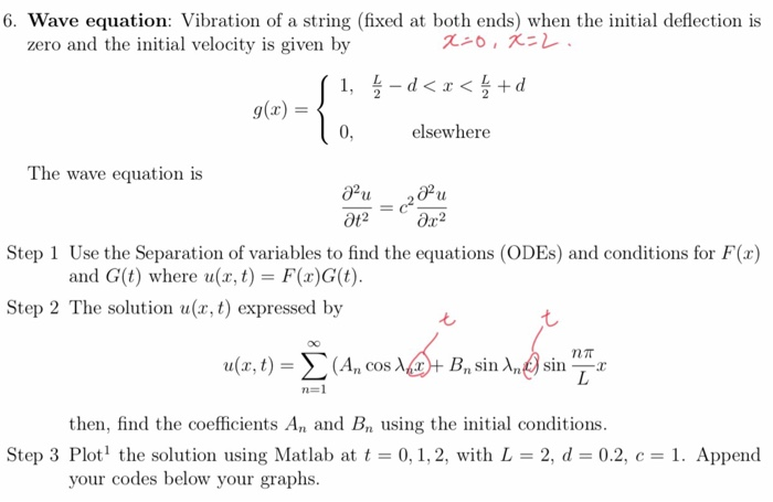 Solved 6. Wave equation: Vibration of a string (fixed at | Chegg.com