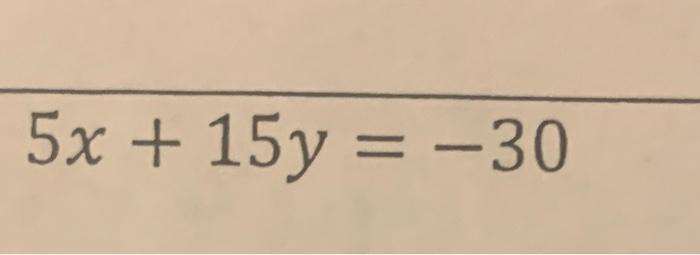 Solved 5x+15y=−30 | Chegg.com
