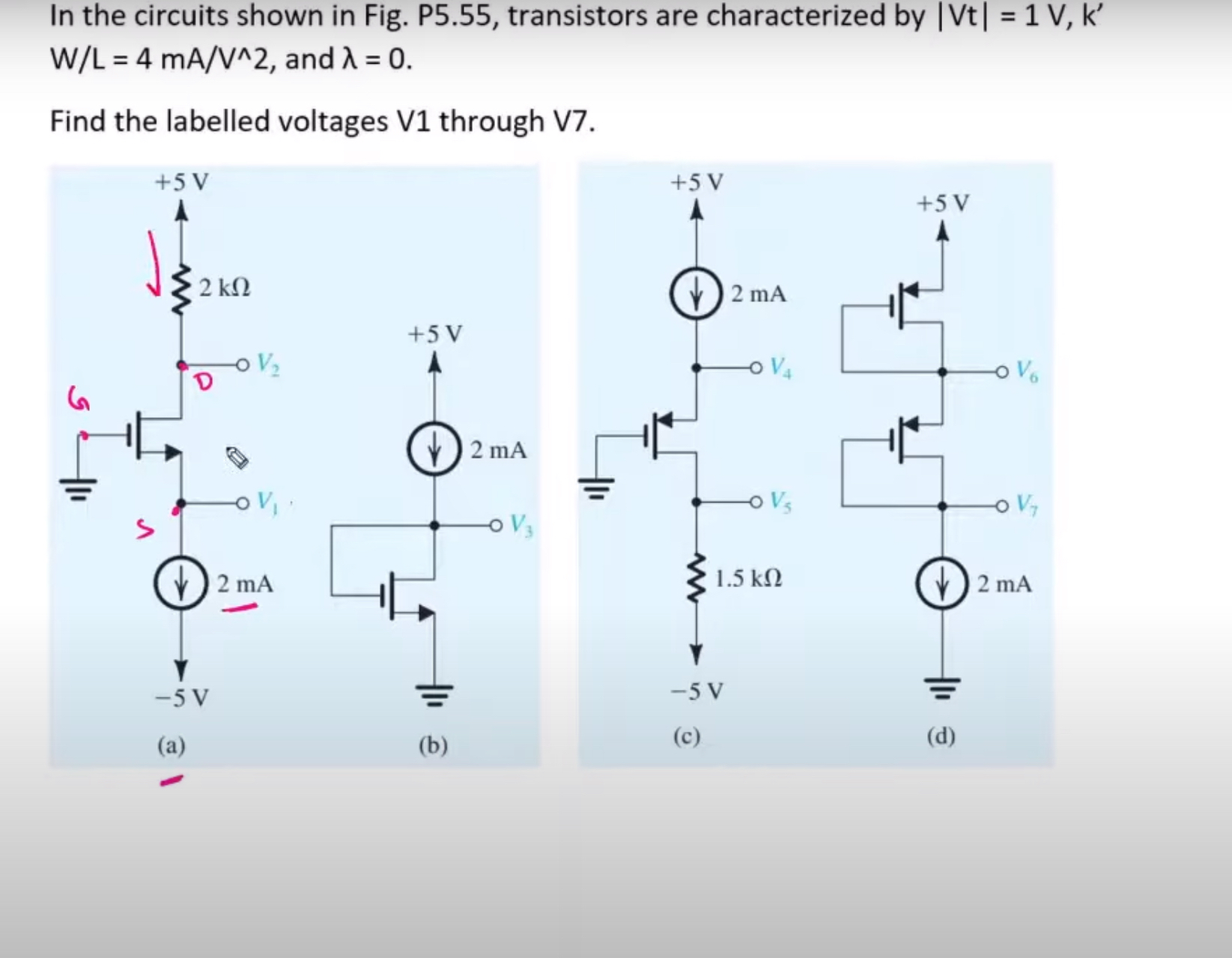Solved In the circuits shown in Fig. P5.55, ﻿transistors are | Chegg.com