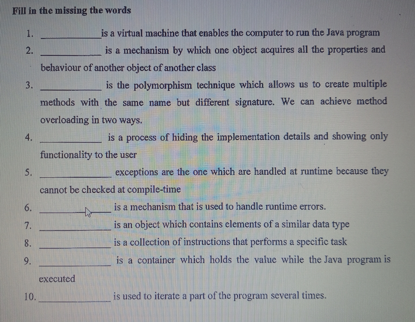 Solved Fill in the missing the wordsq, ﻿is a virtual machine | Chegg.com