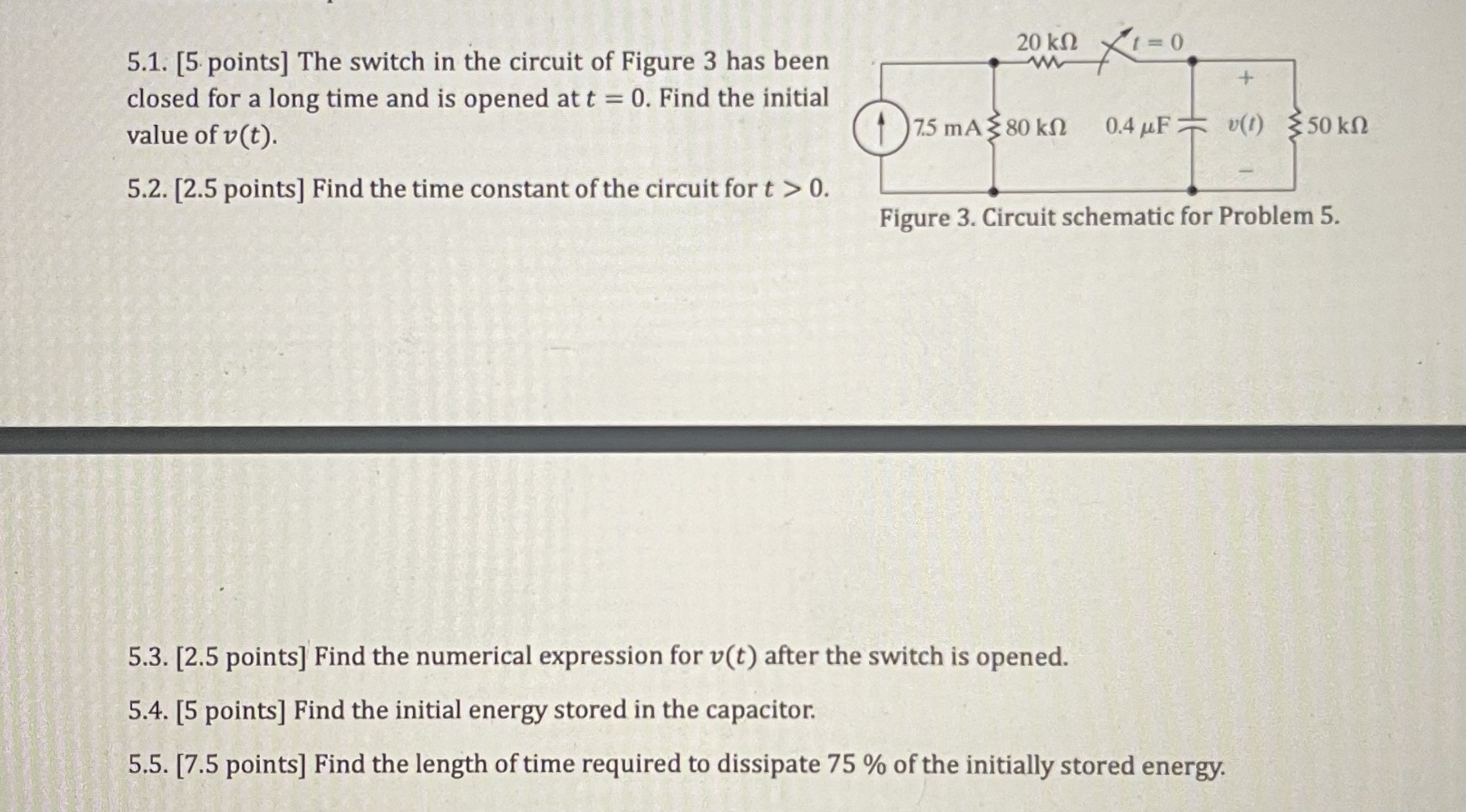 Solved 5.1. [5 ﻿points] ﻿The switch in the circuit of Figure | Chegg.com