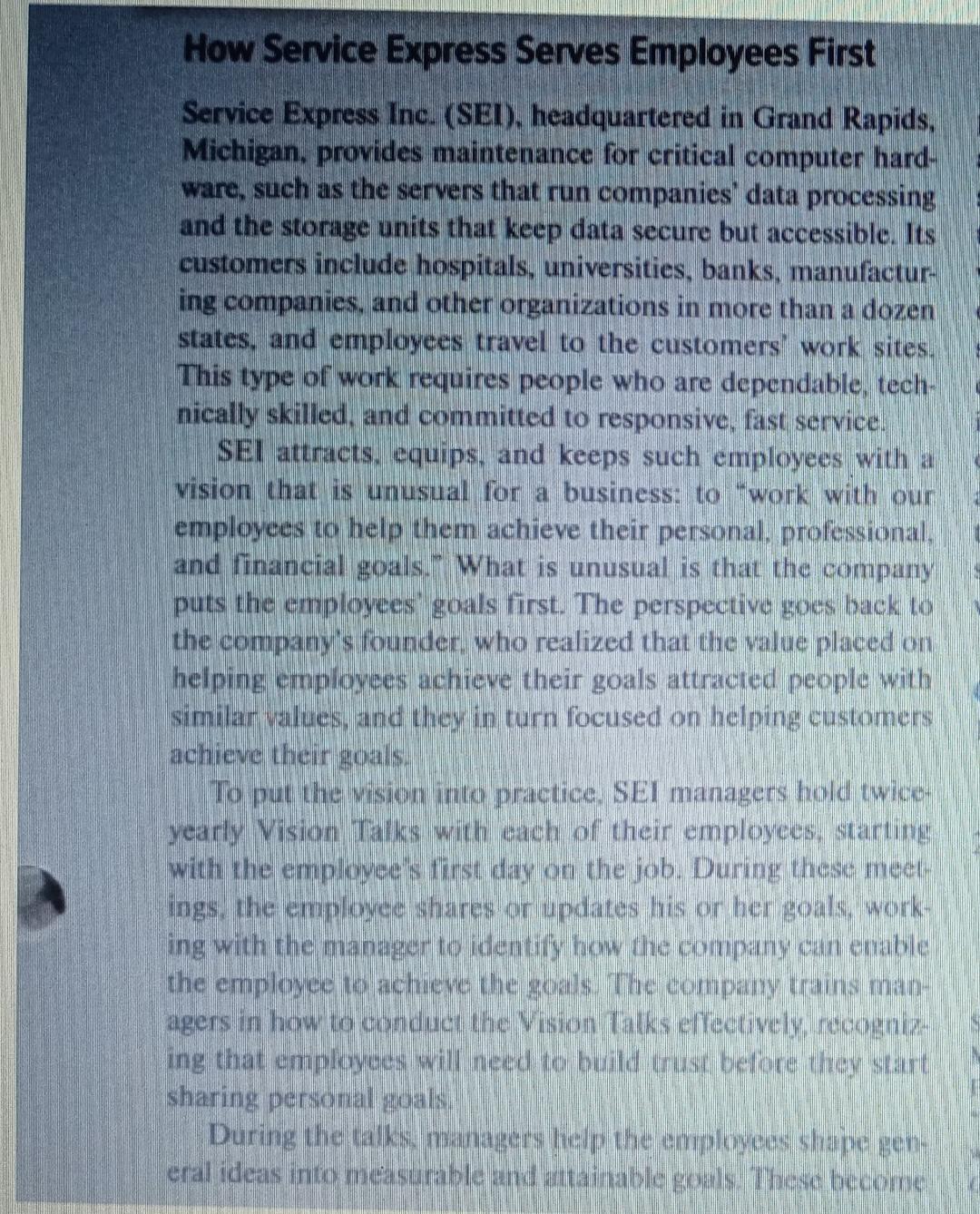 Solved How Service Express Serves Employees First Service | Chegg.com