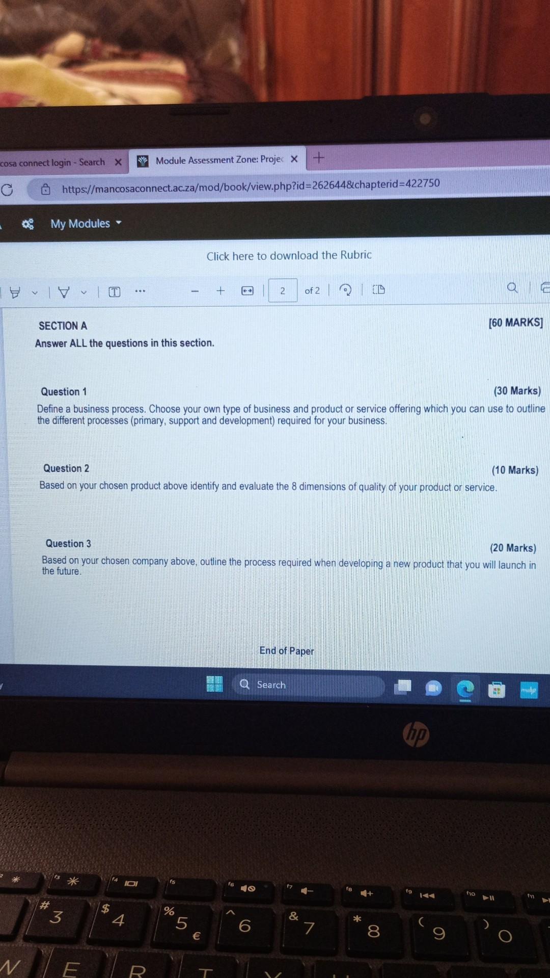 Solved SECTION A [60 MARKS] Answer ALL the questions in this | Chegg.com