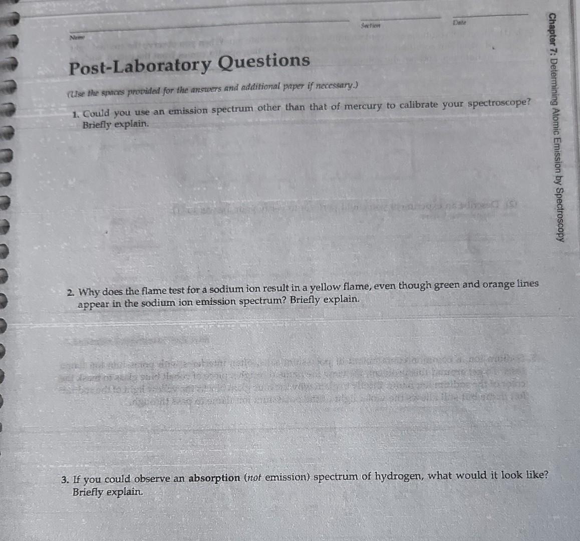 Solved Post-Laboratory Questions (Ulse the spacrs prowided | Chegg.com