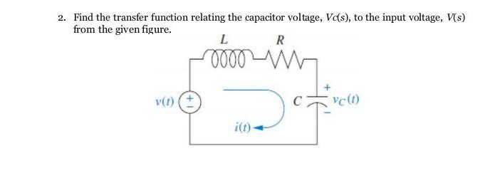 Solved 2. Find the transfer function relating the capacitor | Chegg.com