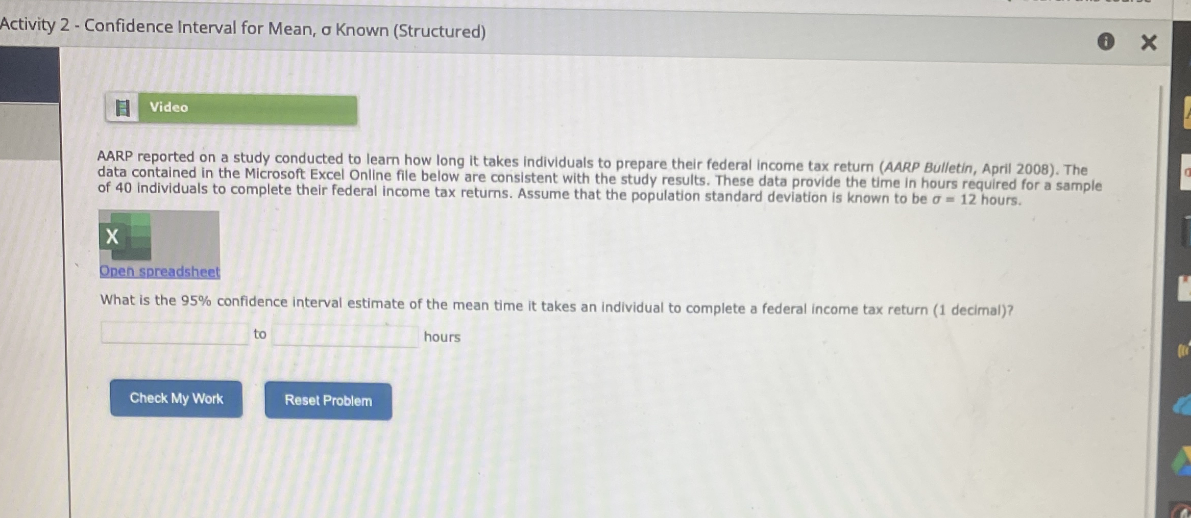 Solved by an EXPERT Activity 2 - ﻿Confidence Interval for Mean, σ ﻿Known | Chegg.com