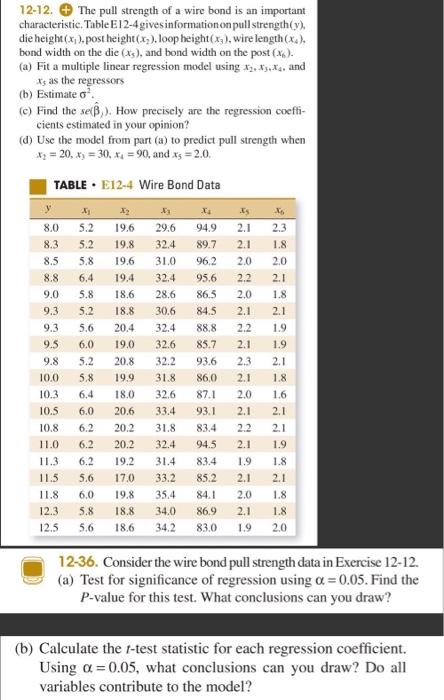 Solved 12-12. The pull strength of a wire bond is an | Chegg.com