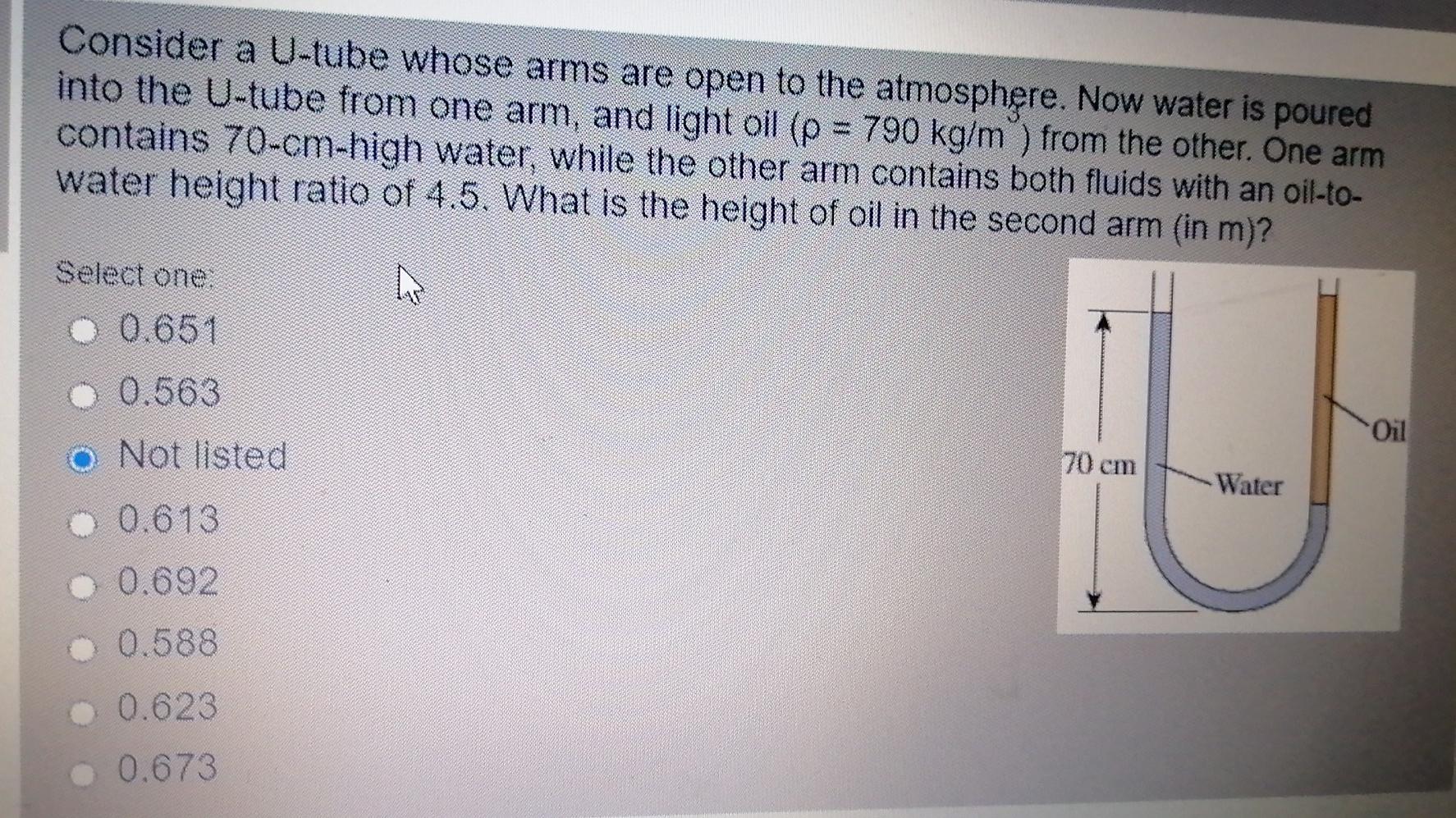 Solved Consider a U-tube whose arms are open to the | Chegg.com