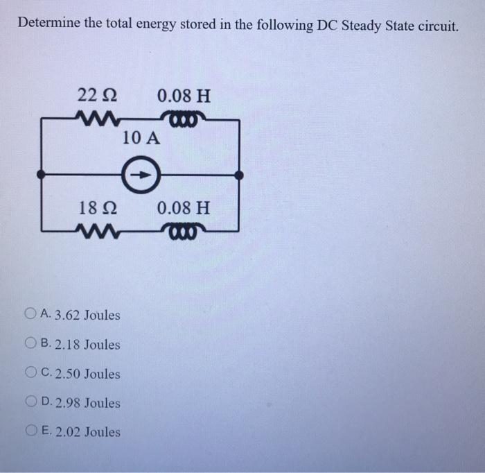 Solved Determine the total energy stored in the following DC | Chegg.com