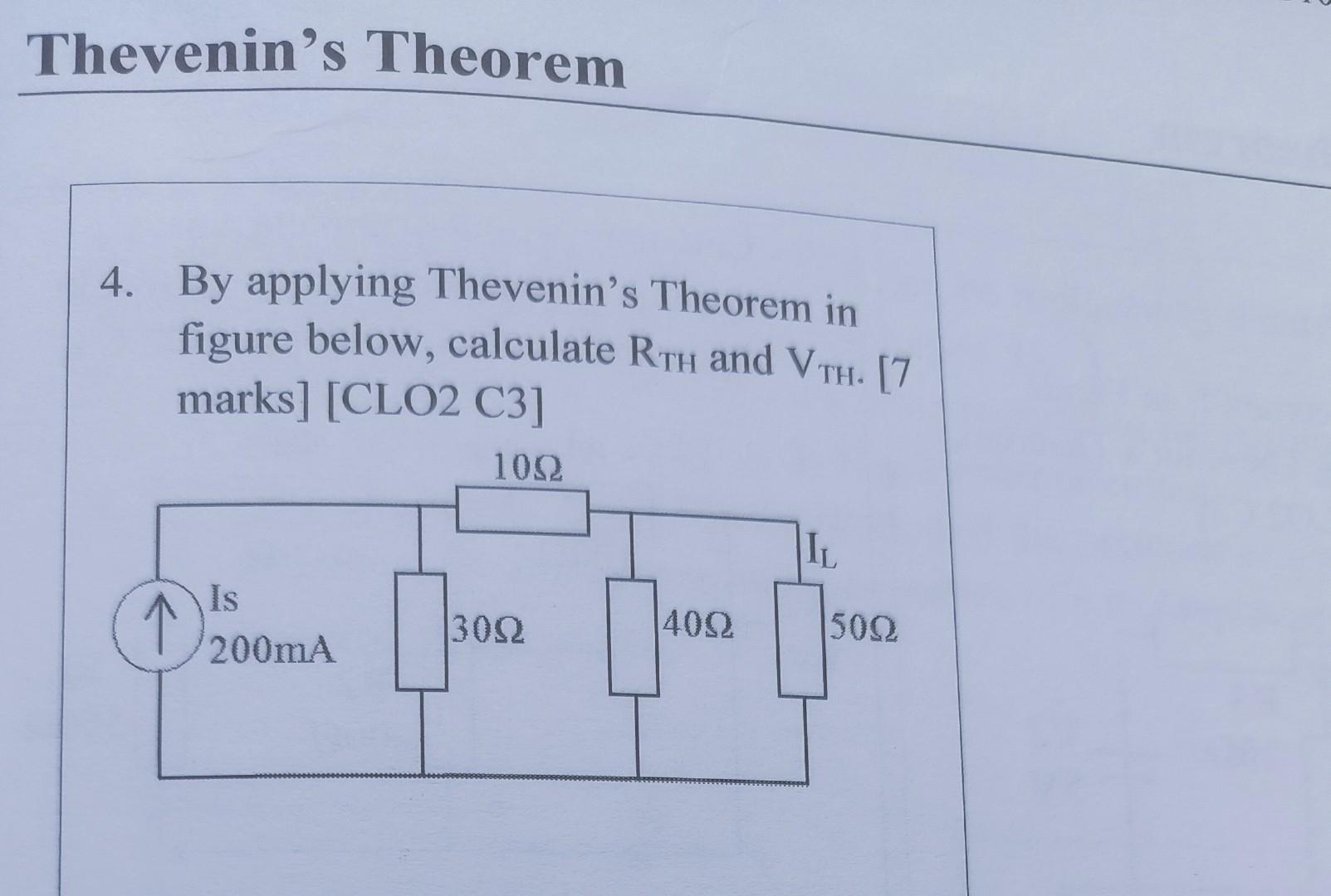 Solved 4. By applying Thevenin's Theorem in figure below, | Chegg.com