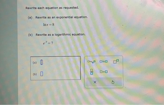Solved Rewrite Each Equation As Requested A Rewrite As An