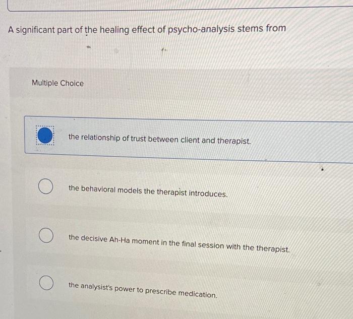 Solved A significant part of the healing effect of | Chegg.com