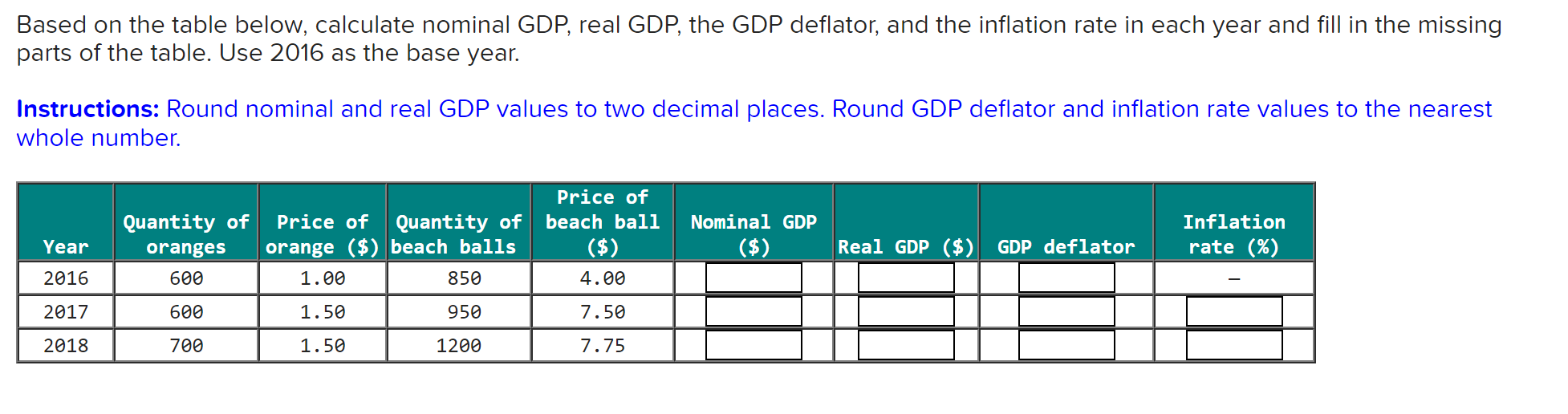 Solved Based on the table below, calculate nominal GDP, | Chegg.com Solved Based on the table below, calculate nominal GDP, | Chegg.com