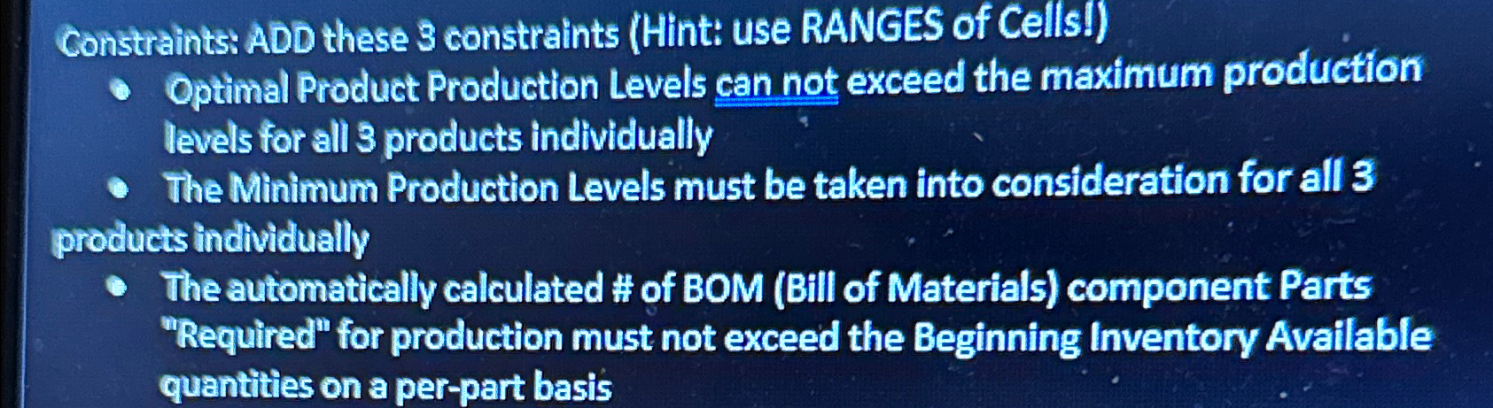 Solved Constraints: ADD these 3 ﻿constraints (Hint: use | Chegg.com