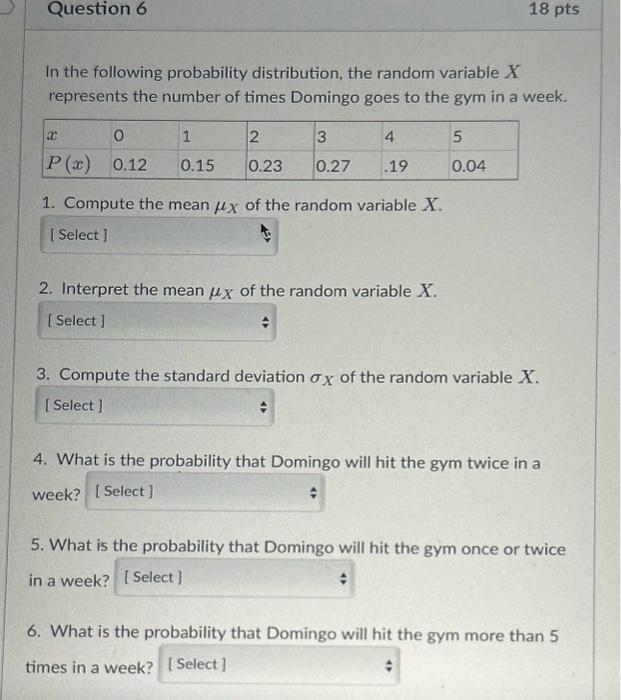 Solved In the following probability distribution, the random | Chegg.com
