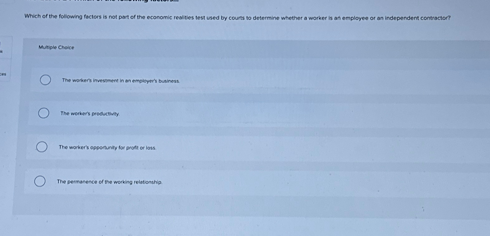 Solved Which of the following factors is not part of the | Chegg.com
