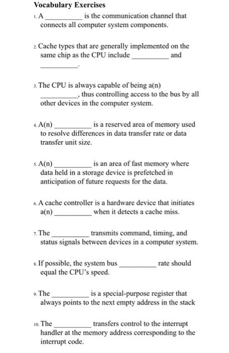 Solved Vocabulary Exercises 1A is the communication channel | Chegg.com