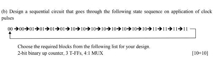 Solved (b) Design a sequential circuit that goes through the | Chegg.com