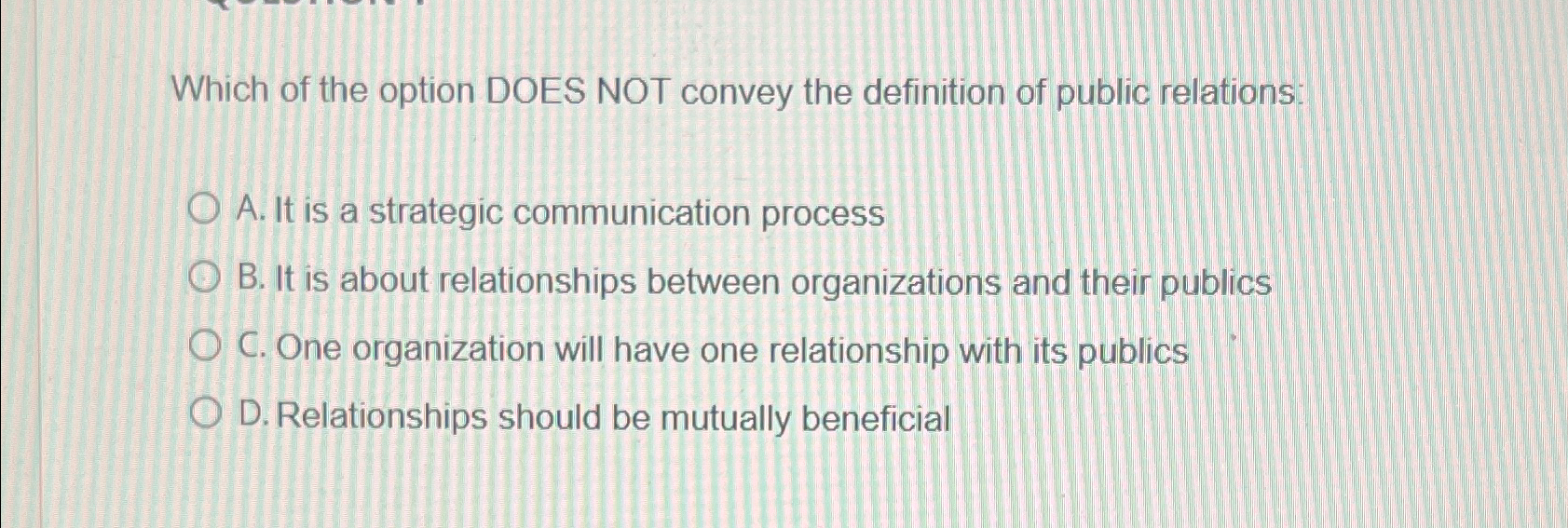 Solved Which of the option DOES NOT convey the definition of | Chegg.com